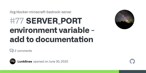 Serverport Environment Variable Add To Documentation · Issue 77 · Itzgdocker Minecraft
