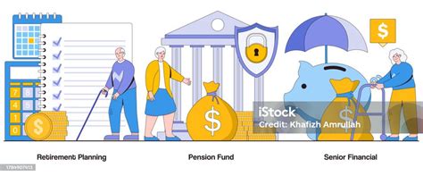 은퇴 계획 연금 기금 성격이 있는 노인 재정 보장 개념 은퇴 저축 추상 벡터 일러스트 레이 션 세트입니다 재정적 독립 은퇴 목표