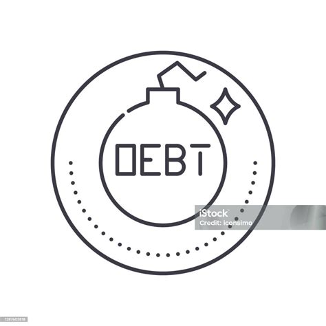 금융 부채 아이콘 선형 격리 일러스트레이션 씬 라인 벡터 웹 디자인 사인 흰색 배경에 편집 가능한 스트로크가 있는 개요 개념