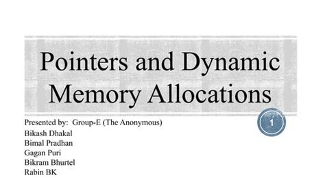 Pointers And Dynamic Memory Allocation Pptx
