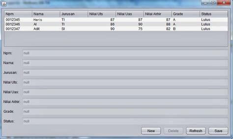 Program Java Nilai Mahasiswa Dengan Database Mysql Harisdermawan