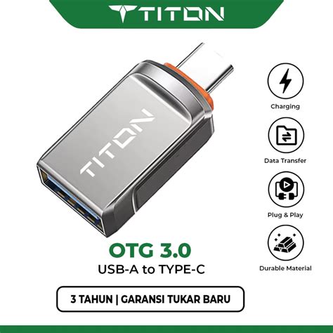 Jual Titon Otg Type C Adapter Usb A To Usb C 3 0 Fast Charging And Data Transfer Flashdisk