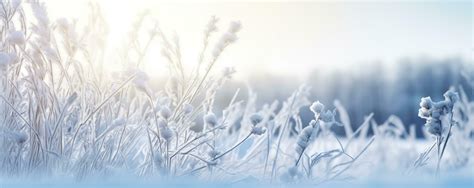 Ai Generated Frozen Snowy Grass Winter Natural Abstract Background