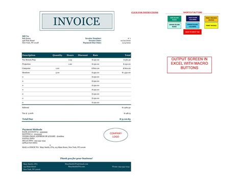 Simple Excel Invoice Template With Macros Etsy