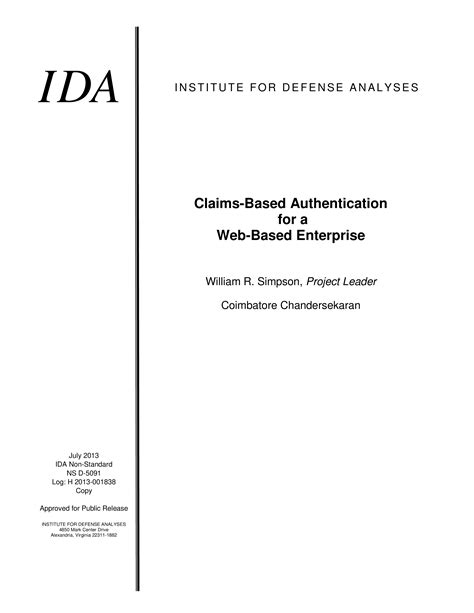 Claims Based Authentication For A Web Based Enterprise
