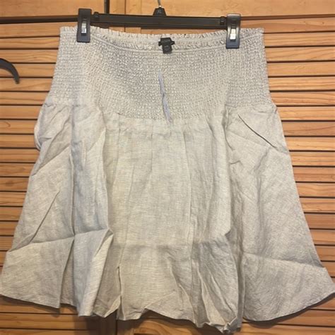 J Crew Skirts Jcrew Linen Skirt Smocked Waist Flax Lined Mini Size