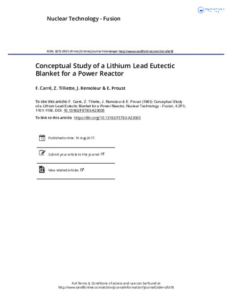 Pdf Lithium Lead Eutectic Blanket Optimization