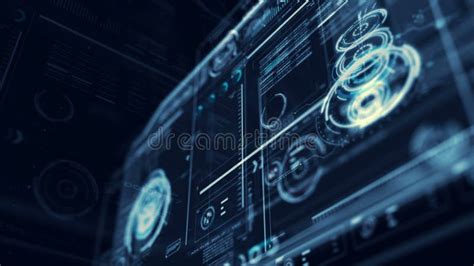 3d Rendering Circle Hud Head Up Display Interface With Ui Map Graph Bar Element For Futuristic