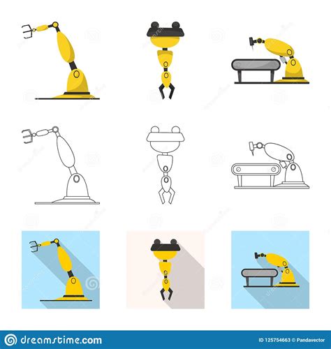 Vector Design Of Robot And Factory Logo Set Of Robot And Space Stock