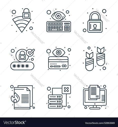 web security line icons linear set quality line vector image