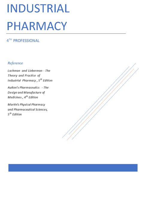 Industrial Pharmacy Complete Notes Industrial Pharmacy 4 Th
