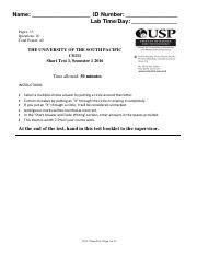 CS Test Final Solution Pdf Name ID Number Lab Time Day Pages Questions Total