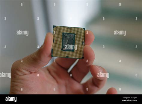Man Show An Hi Tech Desktop Pc Cpu Partcomputer Components Chip