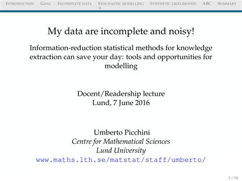 My Data Are Incomplete And Noisy Information Reduction Statistical Methods For Knowledge