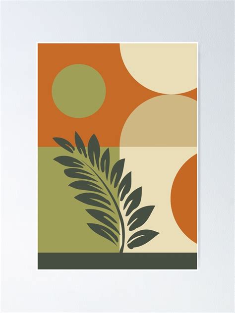 Geometrical Shapes And Leaf With Earth Colors Poster For Sale By