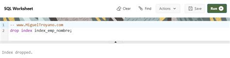 Borrar índice Usando Drop Index En Oracle