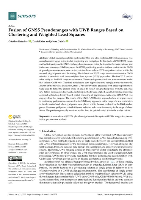 pdf fusion of gnss pseudoranges with uwb ranges based on clustering