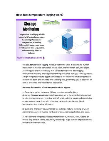How Does Temperature Logging Work By Tempgenius Issuu
