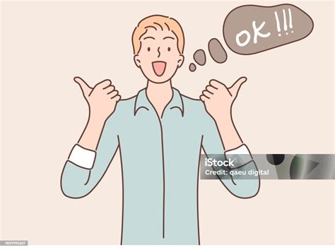엄지 손가락 남성 버전 벡터 일러스트 레이 션을 가진 캐릭터 감정에 대한 스톡 벡터 아트 및 기타 이미지 감정 개념 개념과 주제 Istock