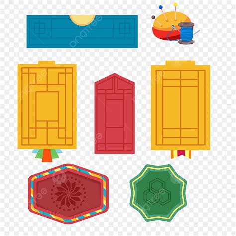 한국 일러스트 전통 문양 테두리 재봉 키트와 장식 조합 대한민국 전통무늬 틀 Png 일러스트 및 Psd 이미지 무료 다운로드 Pngtree