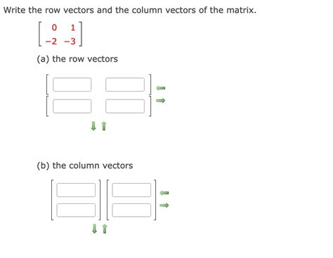 solved write the row vectors and the column vectors of the