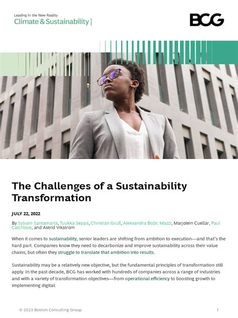 Bcg The Challenges Of A Sustainability Transformation Pdf Sustainability Governance