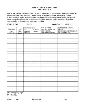Printable Emergency Lighting Test Log Template Form Fill Out And Sign