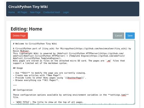 Use Tiny Wiki For Circuitpython Adafruit Learning System