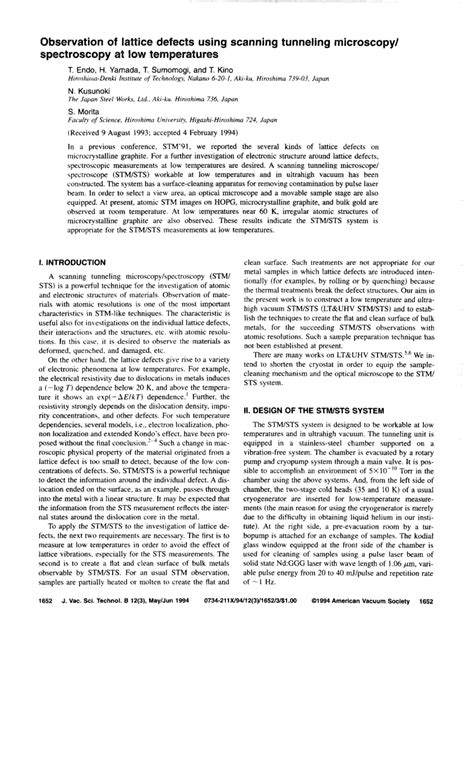Pdf Observation Of Lattice Defects Using Scanning Tunneling Microscopy Spectroscopy At Low