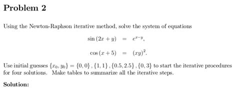 Problem Using The Newton Raphson Iterative Method Chegg