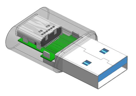 Usb转typec适配器 Step 模型图纸下载 懒石网