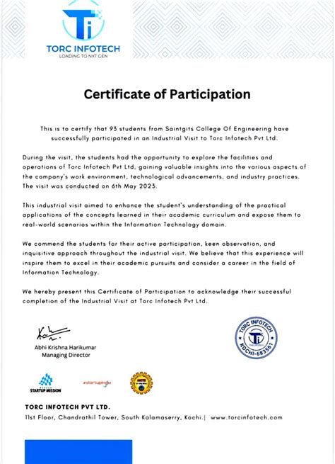 Industrialvisit It Careerinspiration Joel M Jaison