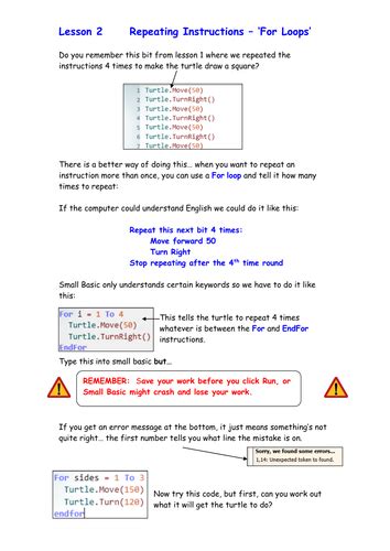 Introduction To Programming Using Small Basic Ks2 Ks3 Lesson 2