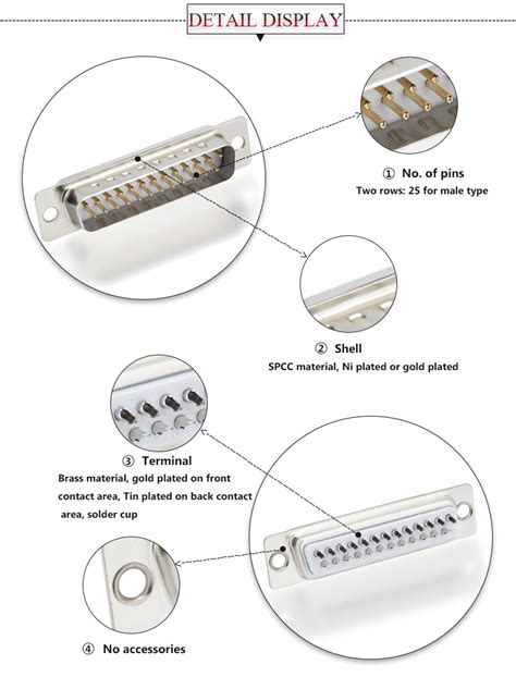 Db25 Connector Male Solder Wire Db25 Connector For Robot