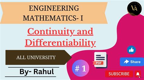 Continuity And Differentiability Differential Calculus Engineering Maths I Vijaya Academy