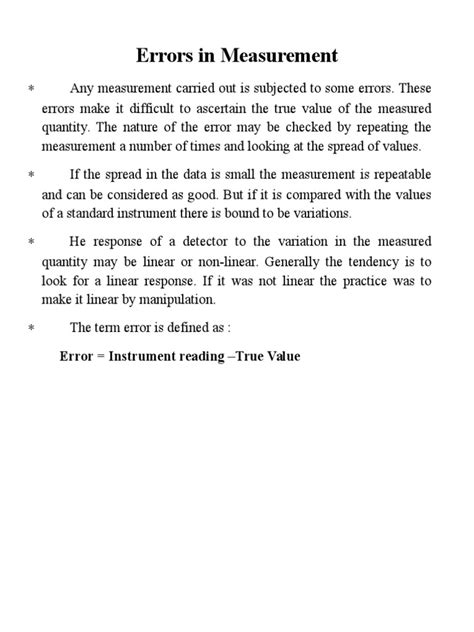 Errors In Measurement Pdf Observational Error Accuracy And Precision