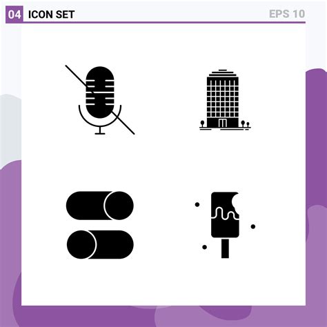 4 Thematic Vector Solid Glyphs And Editable Symbols Of Mic Loading Building Space Settings