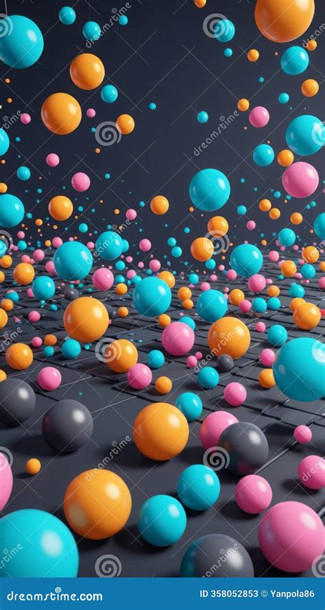floating colorful 3d spheres over a dark dynamic abstract background