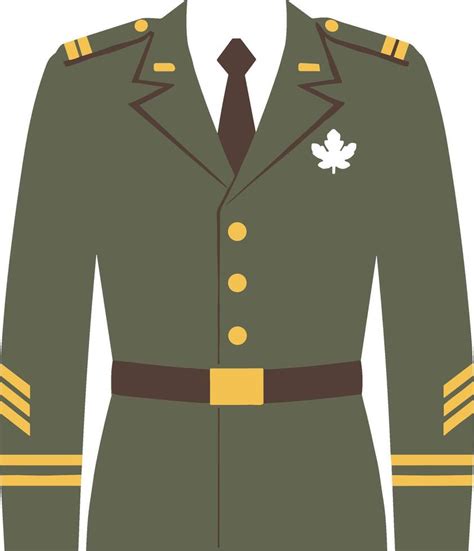 Flat Graphic Military Officer Uniform With Tie And Maple Leaf Insignia