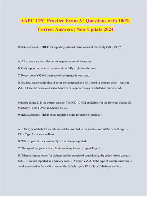 AAPC CPC Practice Exam A Questions With Correct Answers New Update AAPC CPC