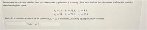 solved two random samples are selected from two independent