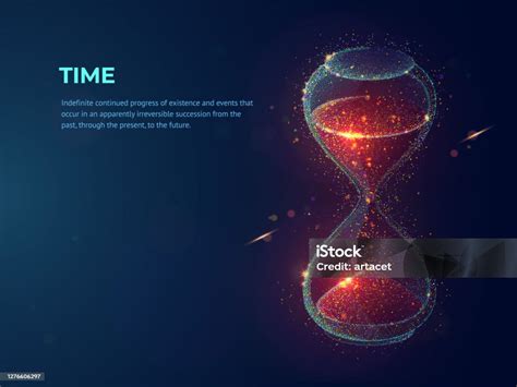 모래 시계 추상 도트 워크 벡터 일러스트 는 색깔의 점의 구름으로 만든 모래 유리의 그래픽 디자인 개념은 네온 입자로 구성됩니다 시간 관리 주제에 대한 시계의 디지털 아트