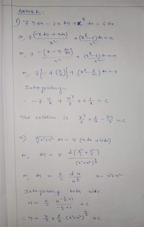 [solved] for these 2 problems solve the given differential equation