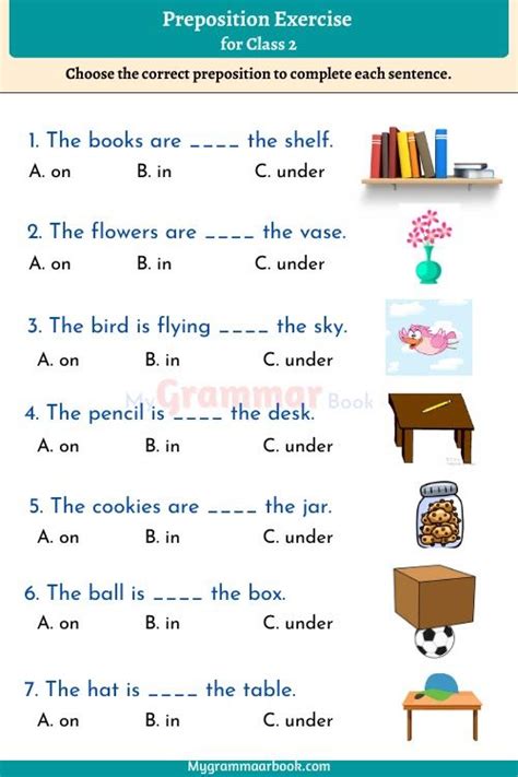 Preposition Exercise Worksheet For Class 2 With Answers And Pdf