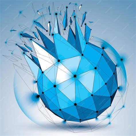 Premium Vector Vector Dimensional Wireframe Blue Object With Radiance Circles Spherical