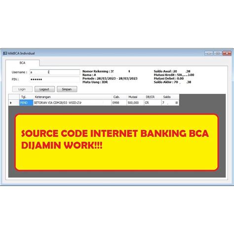 jual source code internet banking bca baca mutasi bca vb dijamin
