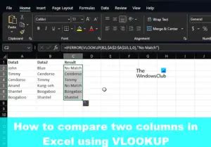 How To Compare Two Columns In Excel Using Vlookup