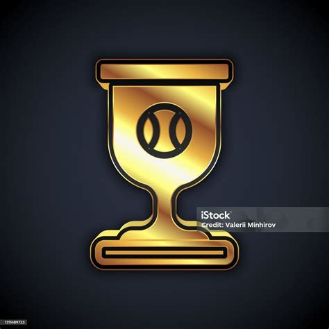 검은 색 배경에 고립 된 야구 공 아이콘골드 어워드 컵 우승자 트로피 기호 챔피언십 또는 경쟁 트로피 스포츠 성취 벡터 1위에