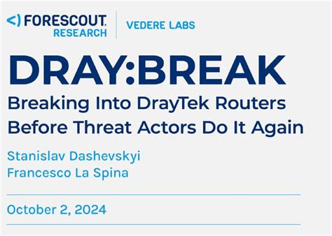 DRAY BREAK Breaking Into DrayTek Routers Before Threat Actors Do It Again MySecurity Marketplace