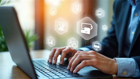 Businessperson Expertly Manages Online Documents On Laptop Efficient Workflow Displayed Through